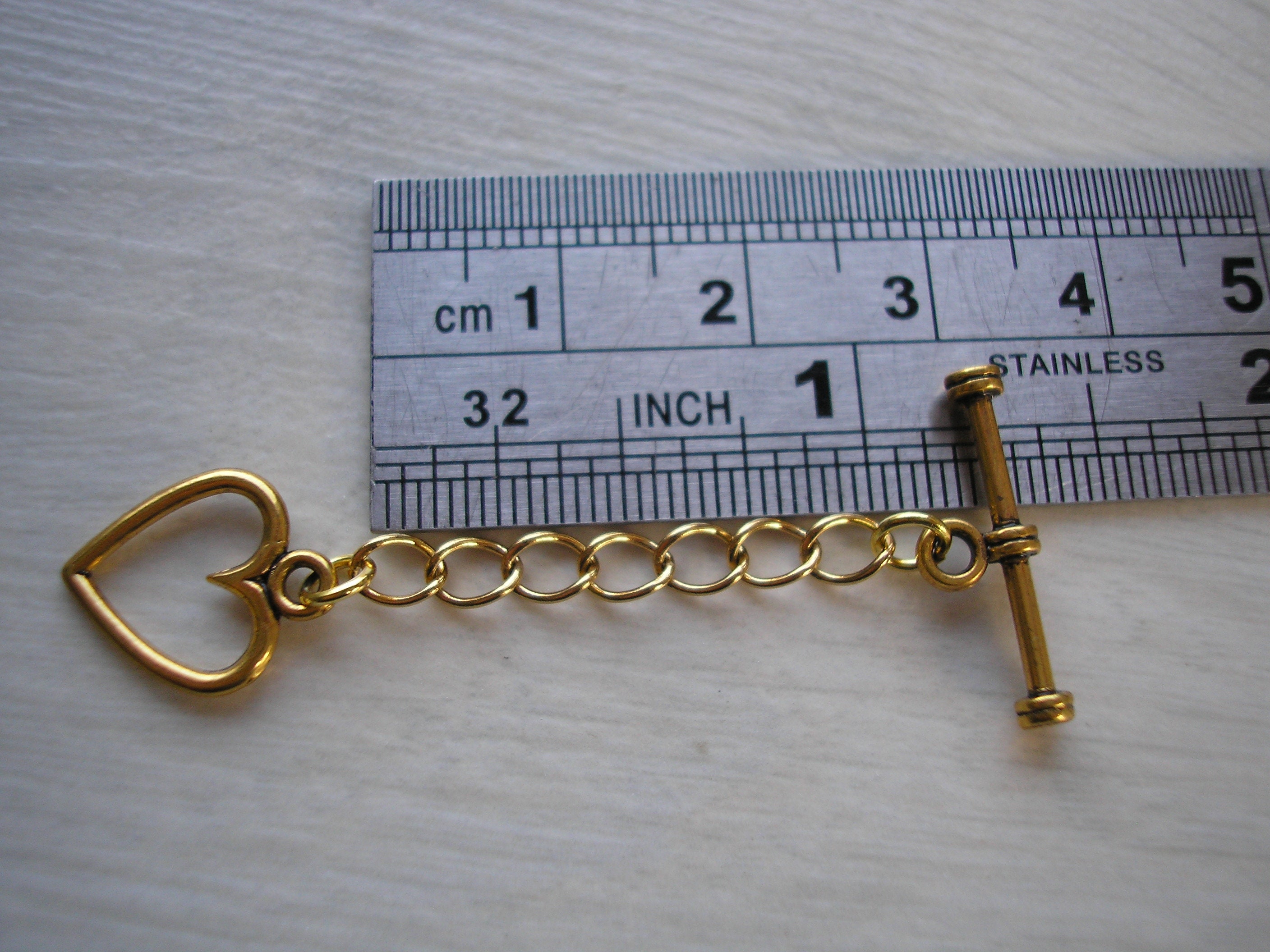 Love Heart T-bar Toggle Extension Chain to Extend a Necklace Bracelet ...