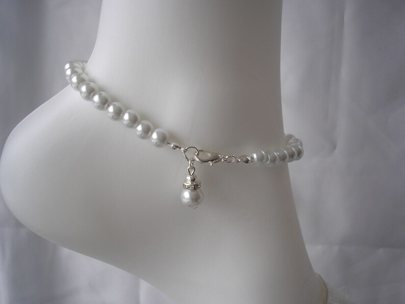 Pearl Ankle Bracelet Pearl Anklet Anklet With Diamante - Etsy