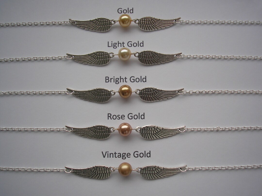 Angel Wings Choker Necklace With a Gold Pearl & Silver Angel - Etsy