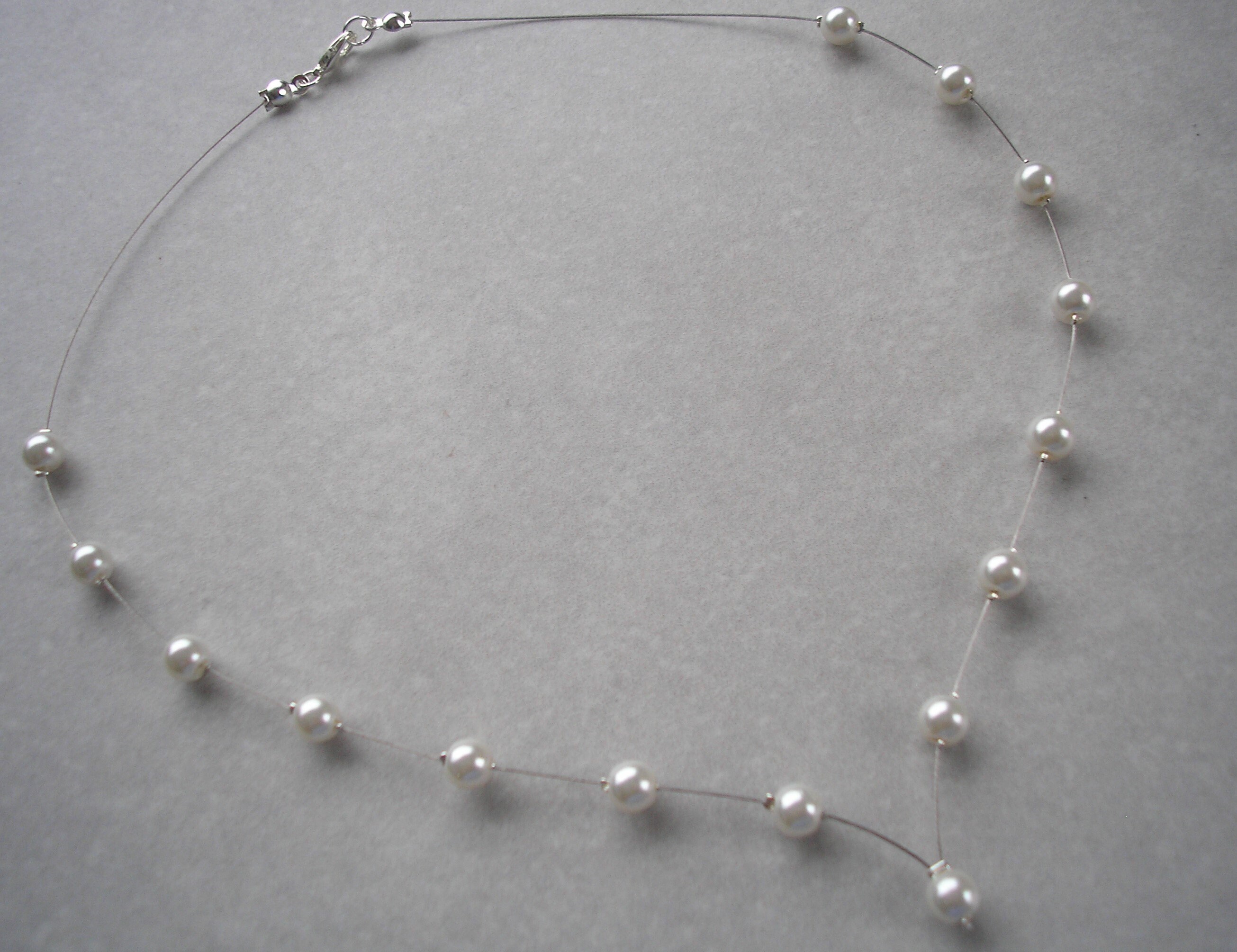V Neck Necklace, Dainty Handmade Pearl Bridal Necklace for Women Bride ...