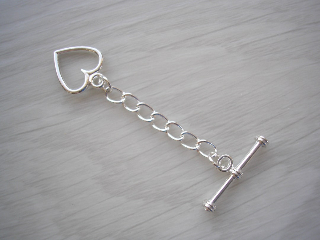 Love Heart T-bar Toggle Extension Chain to Extend a Necklace Bracelet ...