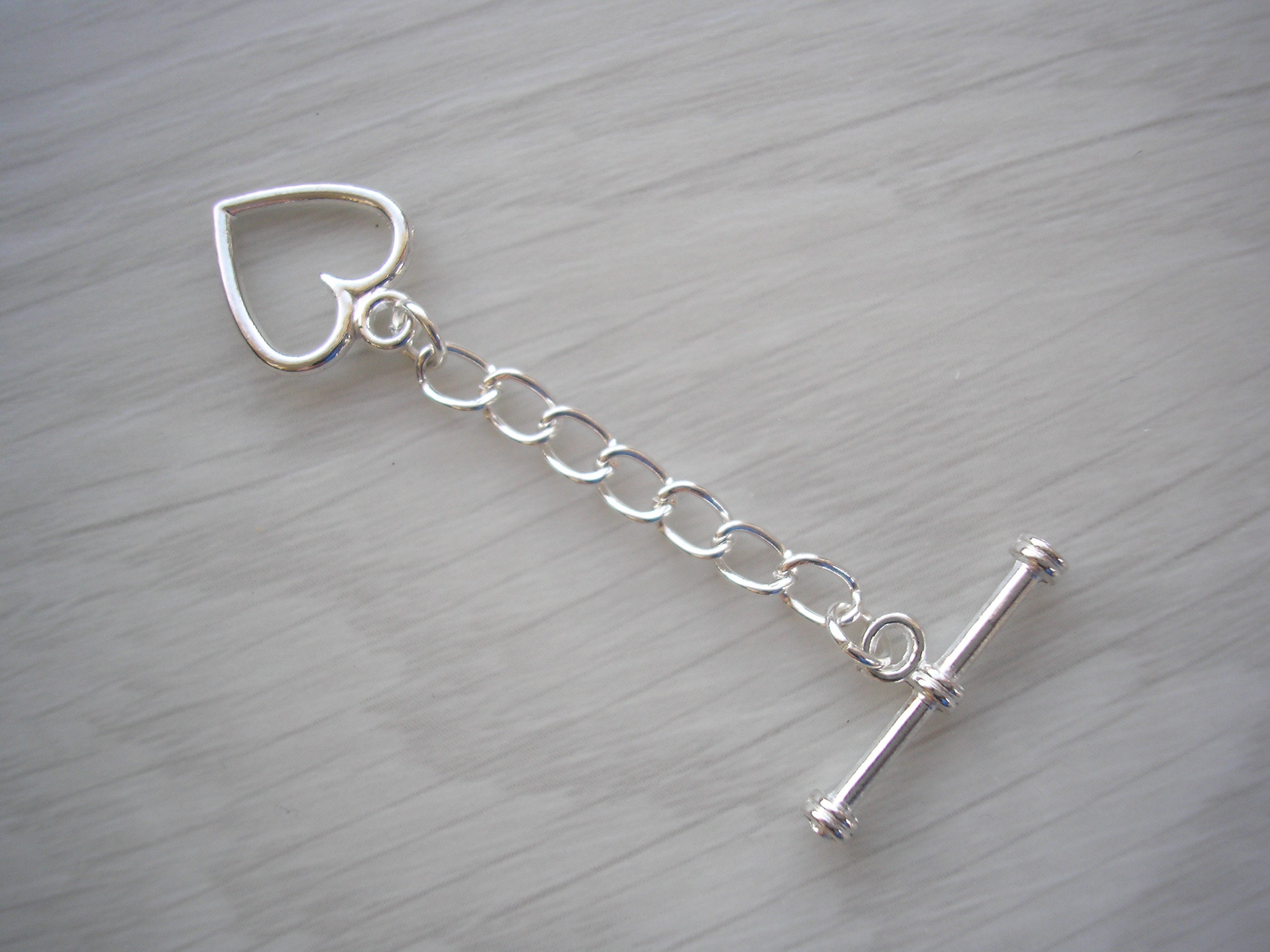 Love Heart T-bar Toggle Extension Chain to Extend a Necklace Bracelet ...