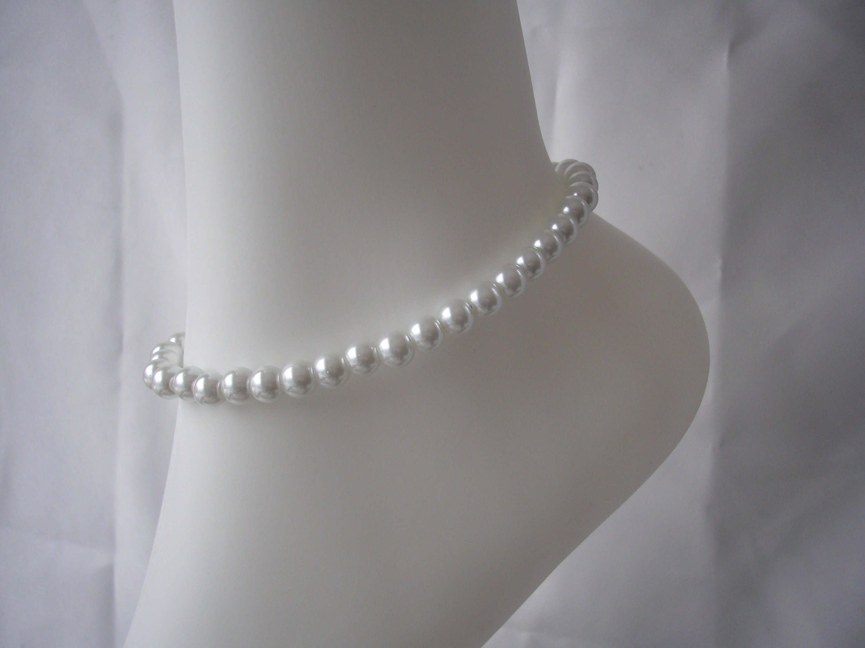Pearl Ankle Bracelet Pearl Anklet Anklet With Diamante - Etsy