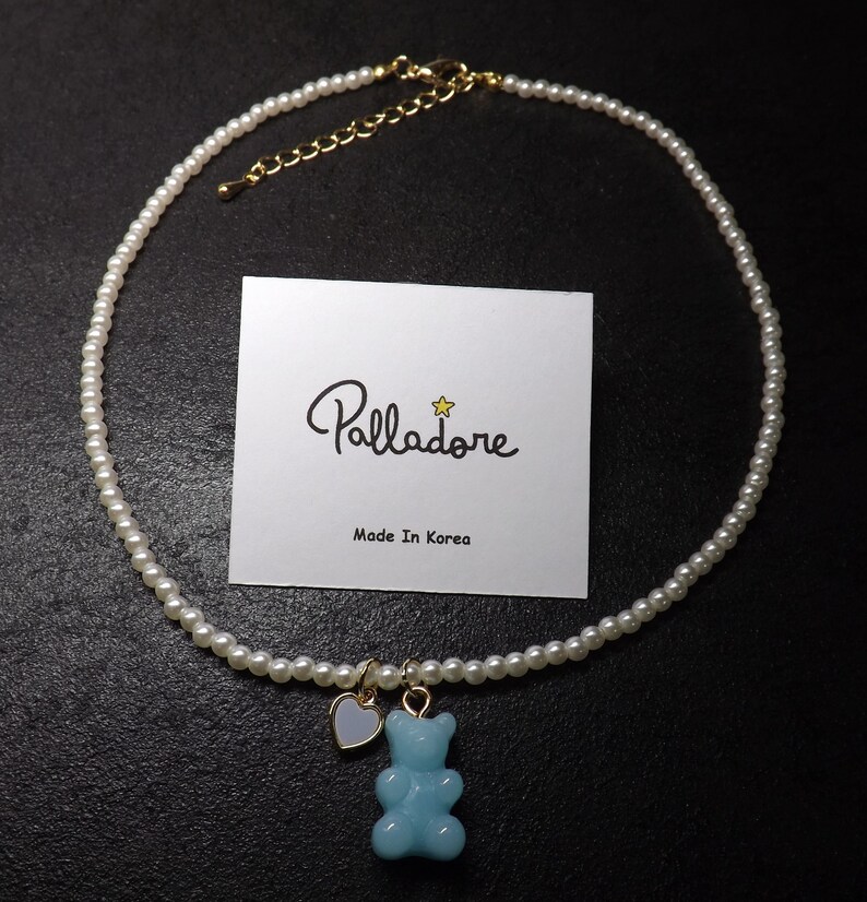 Gummy Bear Heart Pendant Pearl Necklace High Quality Beaded Pearl Chain ...