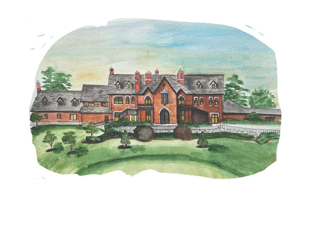 Hand Painted Watercolor Venue Portrait, Wedding Venue Portrait. Great ...