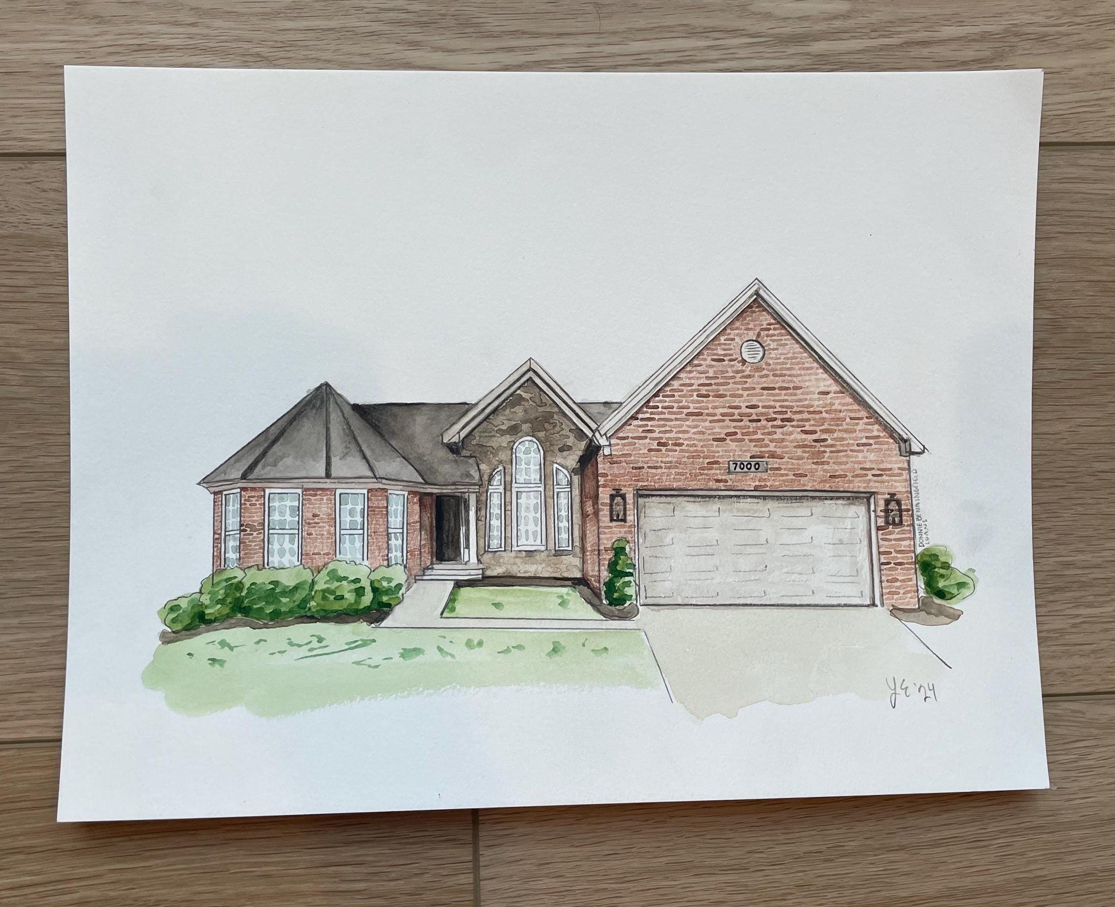 Unique Christmas Hand Painted Custom House Watercolor Home Portrait ...