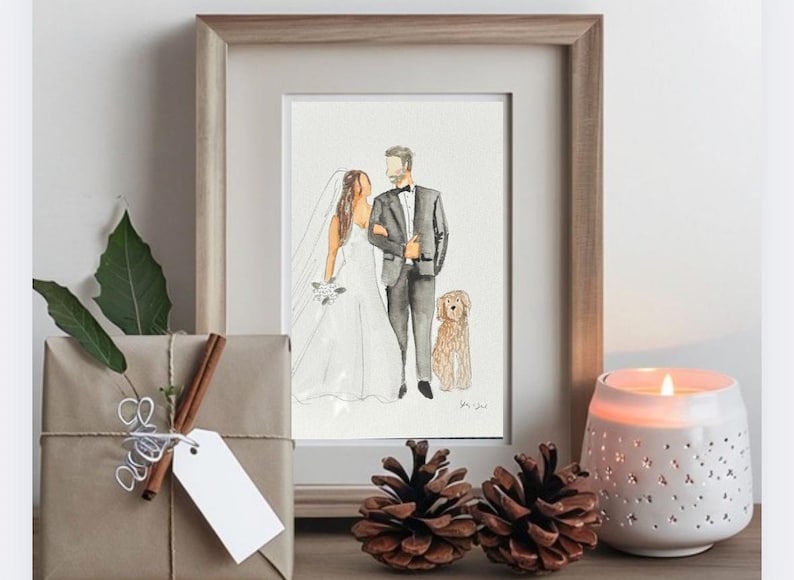 Faceless Watercolor Couple & Bride and Groom Portraits | Personalized ...