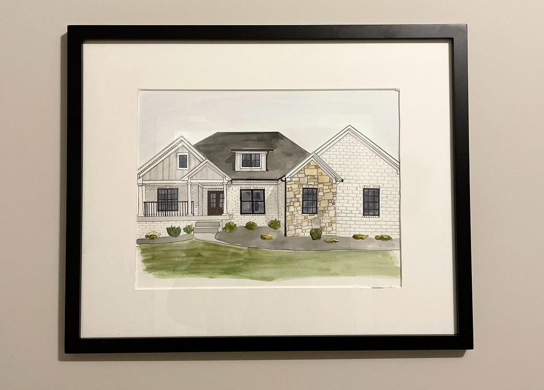 Unique Christmas Hand Painted Custom House Watercolor Home Portrait ...