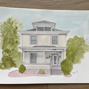 Unique Christmas Hand Painted Custom House Watercolor Home Portrait ...