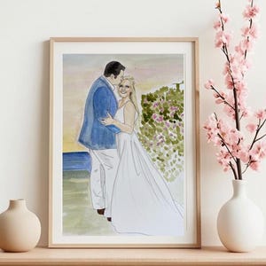 Faceless Watercolor Couple & Bride and Groom Portraits | Personalized ...