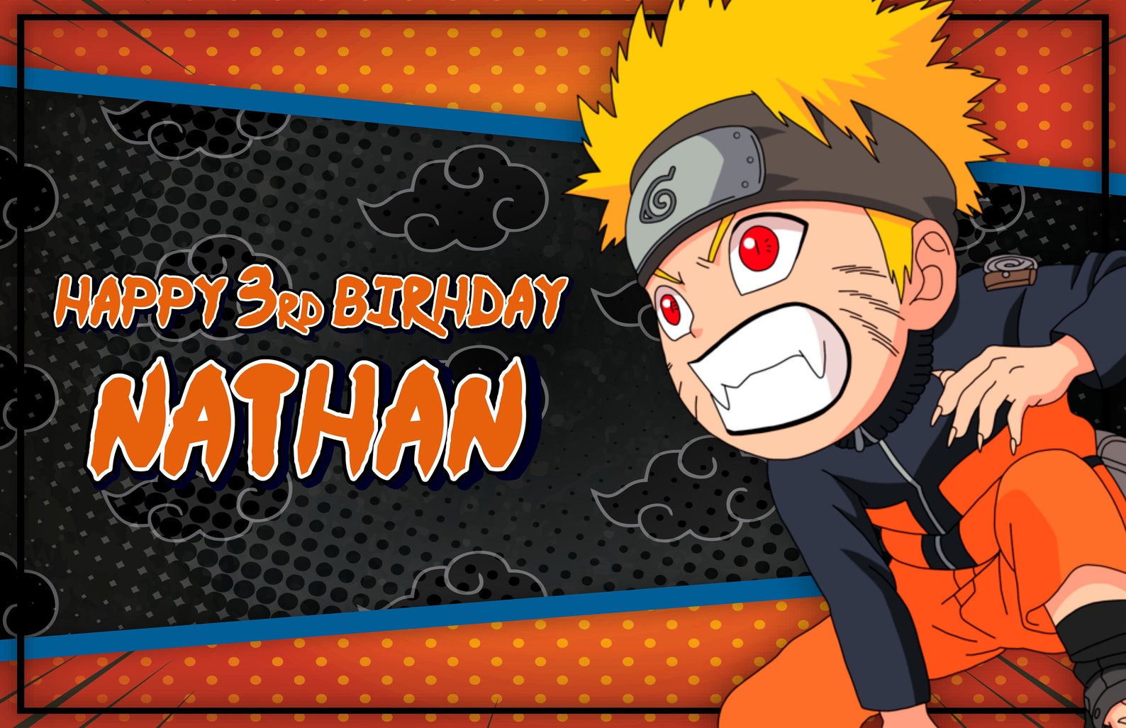 Naruto Birthday Backdrop Personalized Party Banner | Etsy