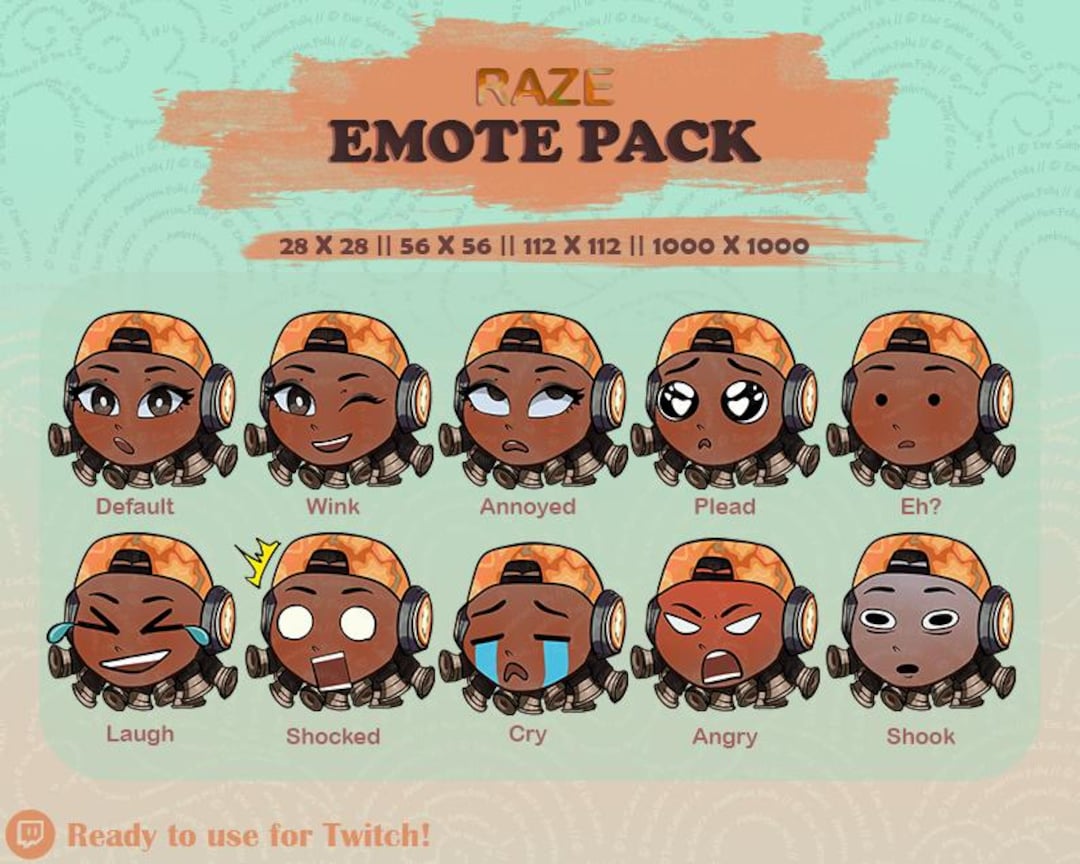 Valorant Raze Twitch Emote Pack of 10 - Raze Streaming Assets, Raze ...