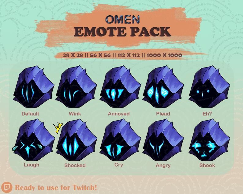 Pacote de Emotes Omen do Valorant: Recursos de Streaming Twitch/Discord ...
