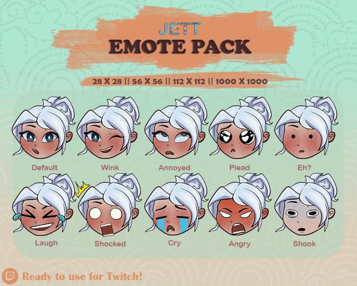 Valorant Jett Emote Pack: Twitch & Discord Jett Icons (digital Download ...
