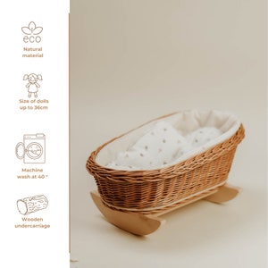 Handmade Natural Wicker Cradle With Bedding for Girl, Wicker & Beech ...
