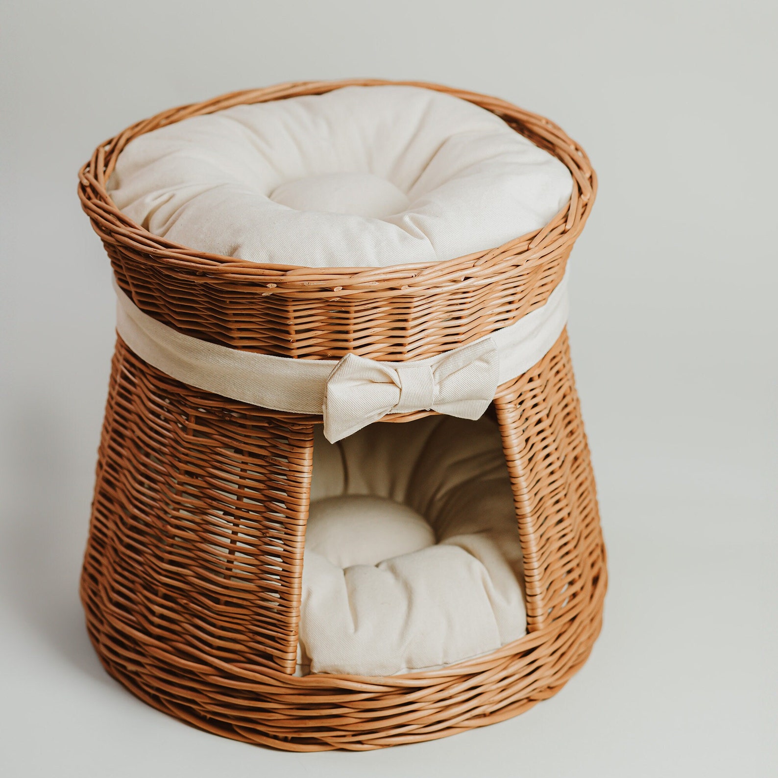 Natural Round Wicker Cat House and Small Dog House, Eco Pet House ...