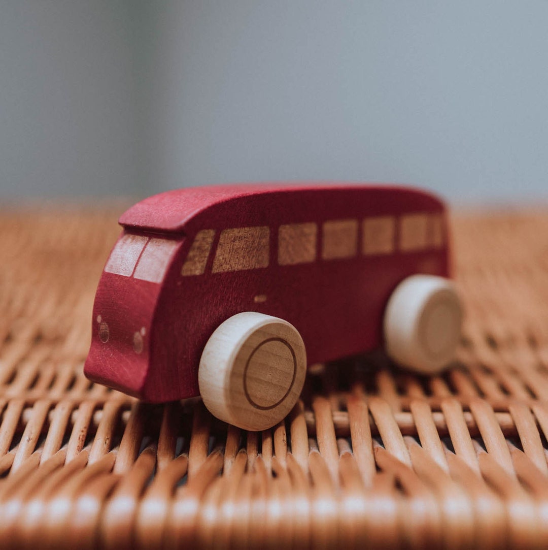Red Wooden Bus, Eco-friendly Vehicles for Boy and Girl, Montessori Toys ...
