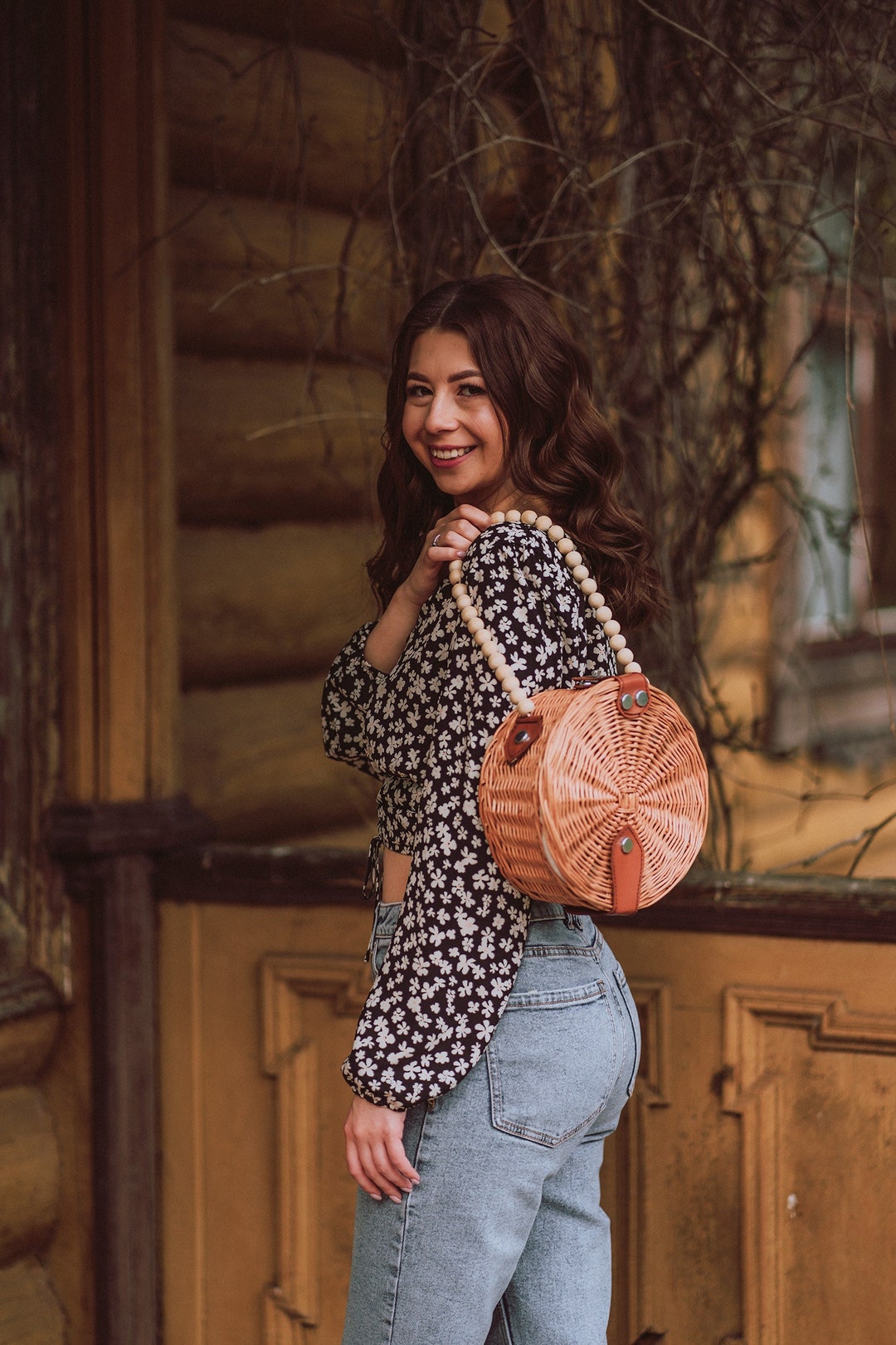 Wicker Round Purse, Premium Wicker Basket Bag, Vintage Basket Handbags ...