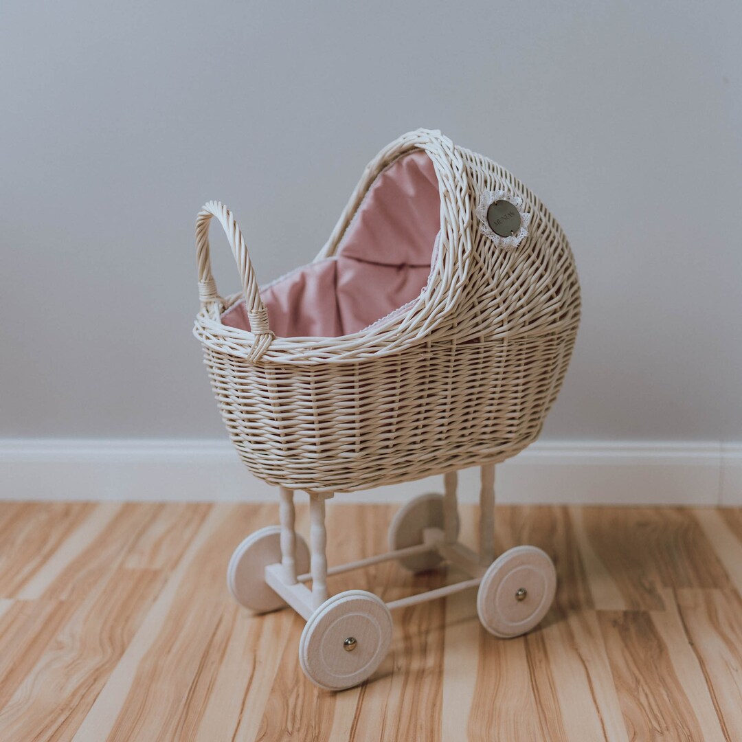 Wicker Goods for Baby, Natural Wicker & Beech Wood Doll's Pram! Eco ...