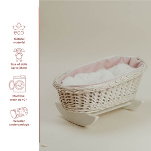 Unpainted Natural Wicker Cradle With Bedding for Girl, Wicker & Beech ...
