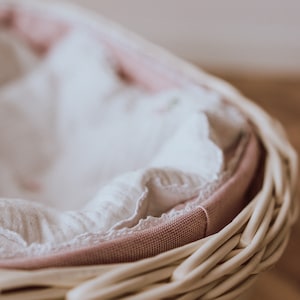 Unpainted Natural Wicker Cradle With Bedding for Girl, Wicker & Beech ...