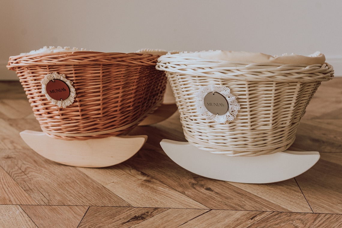 Handmade Natural Wicker Cradle With Bedding for Girl Wicker & - Etsy