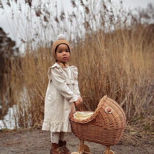Natural Wicker & Beech Wood Doll's Pram for Kids! Eco-friendly, Vintage ...