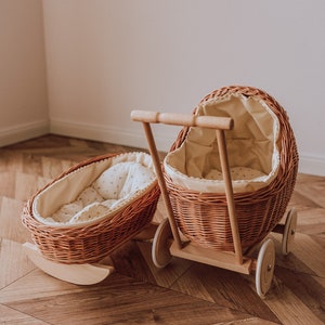 Handmade Natural Wicker Cradle With Bedding for Girl Wicker & - Etsy