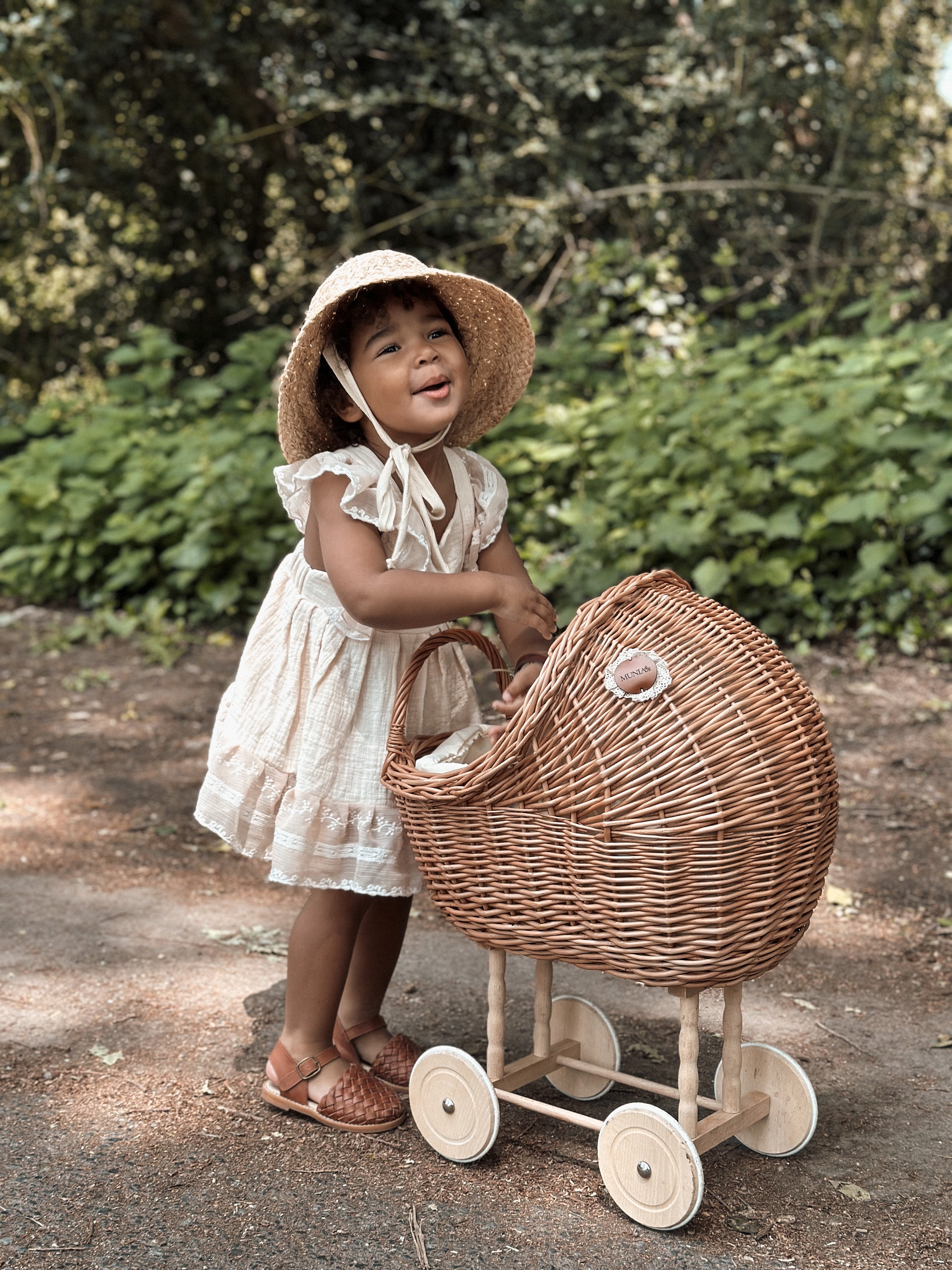 Natural Wicker & Beech Wood Doll's Pram for Kids Eco-friendly, Vintage ...