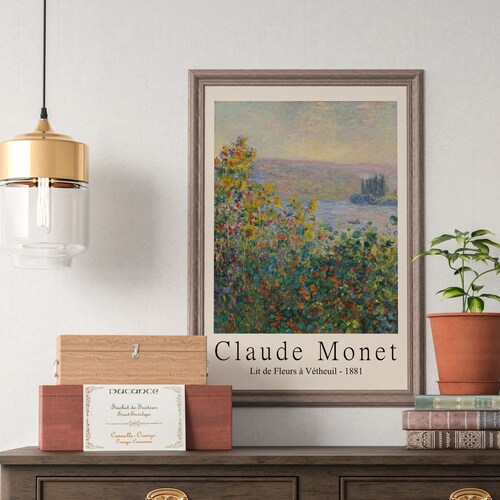 Claude Monet Flower Beds at Vétheuil Spring Floral Print - Etsy