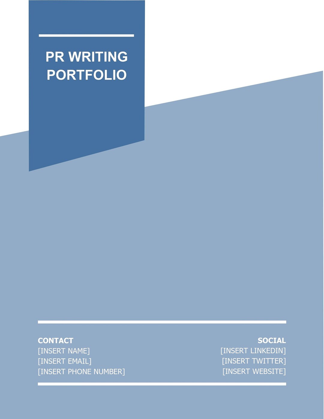 Public Relations Writing Portfolio Template for Word - Blue - Etsy