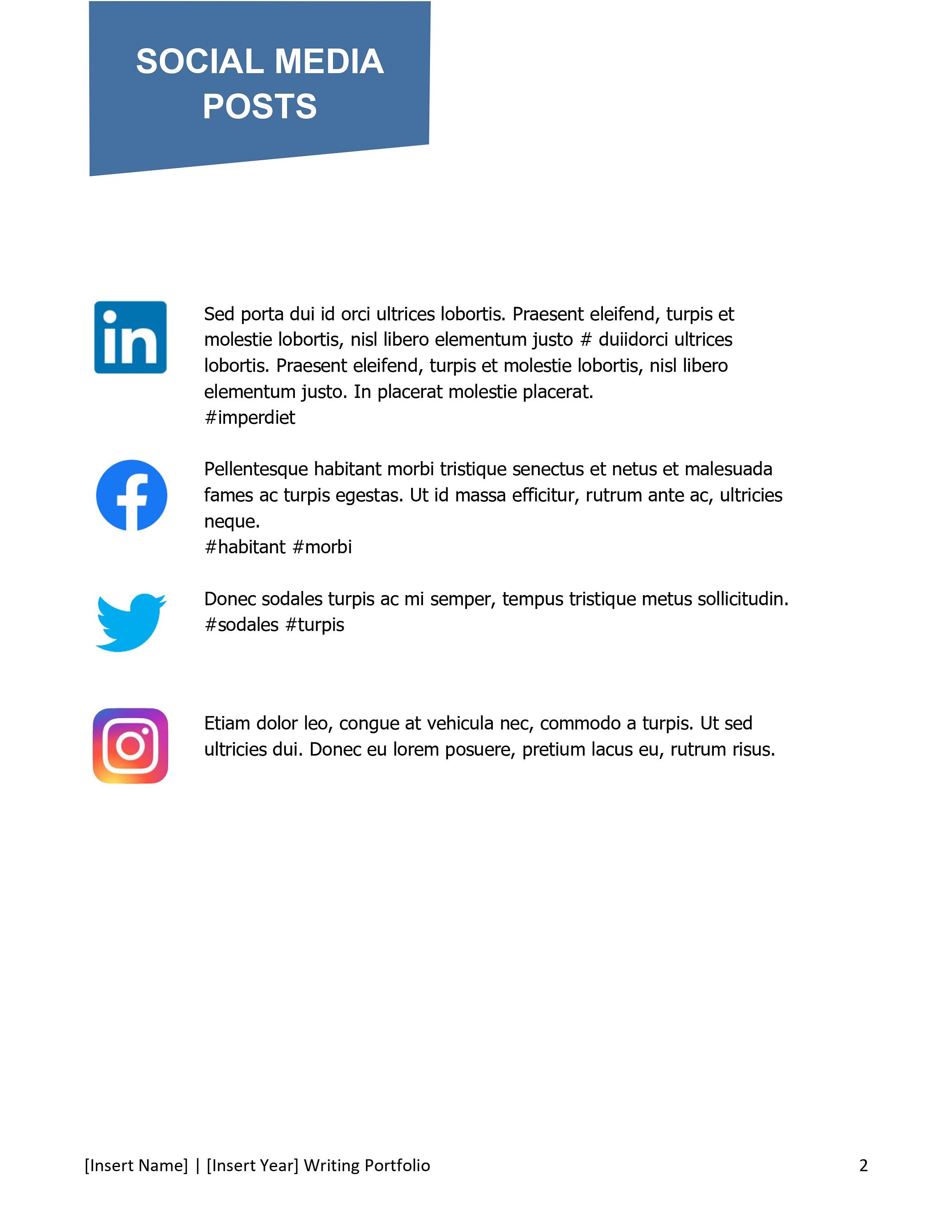 Public Relations Writing Portfolio Template for Word - Blue - Etsy