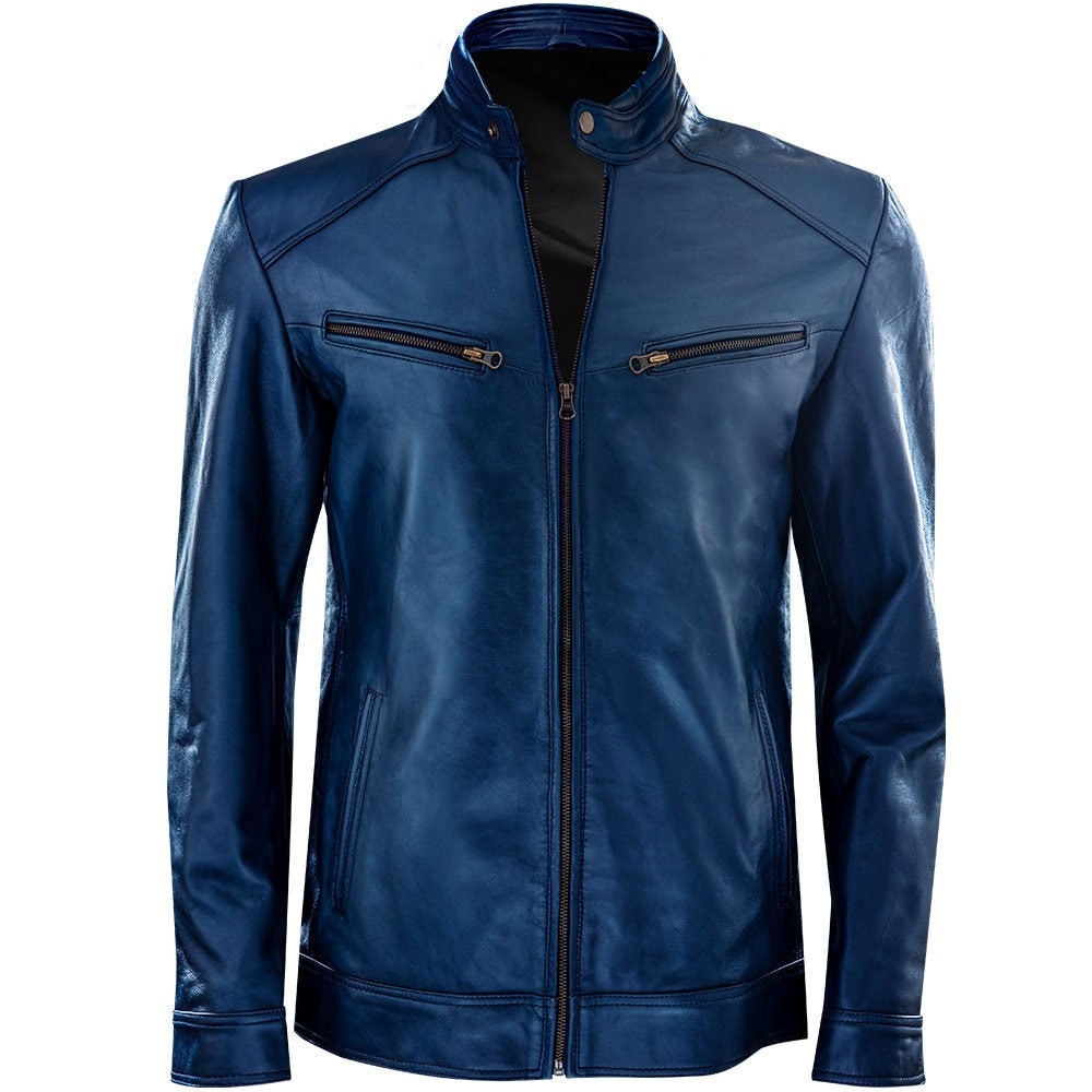 Blue Leather Jackets For Men
