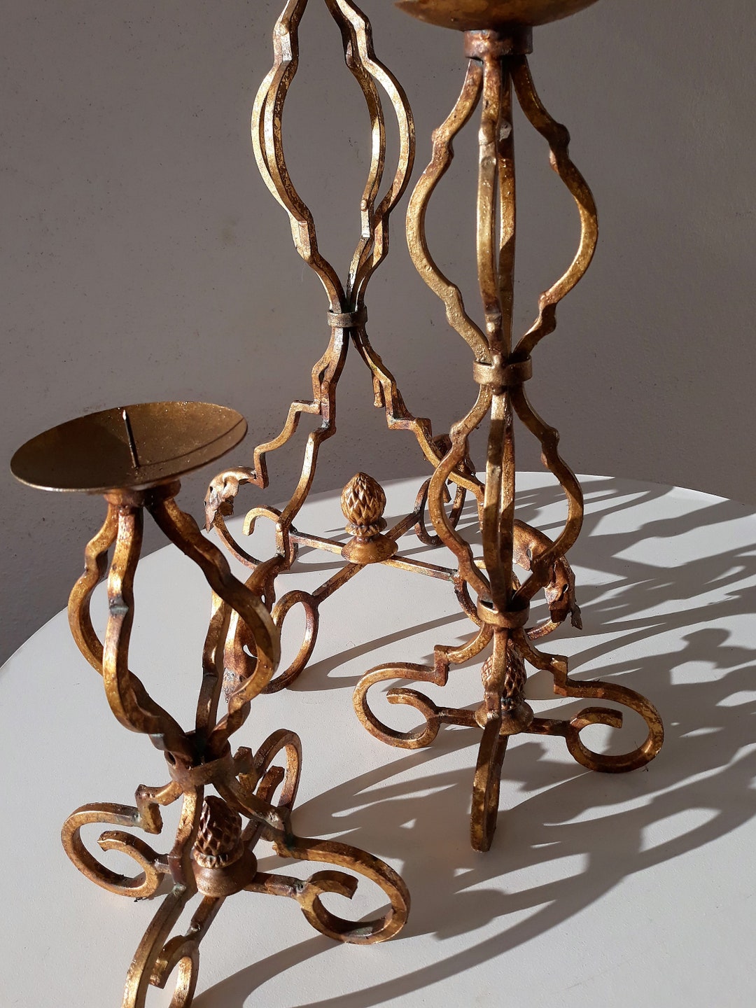 Handmade Wrought Iron Candlesticks, Set of 3. - Etsy