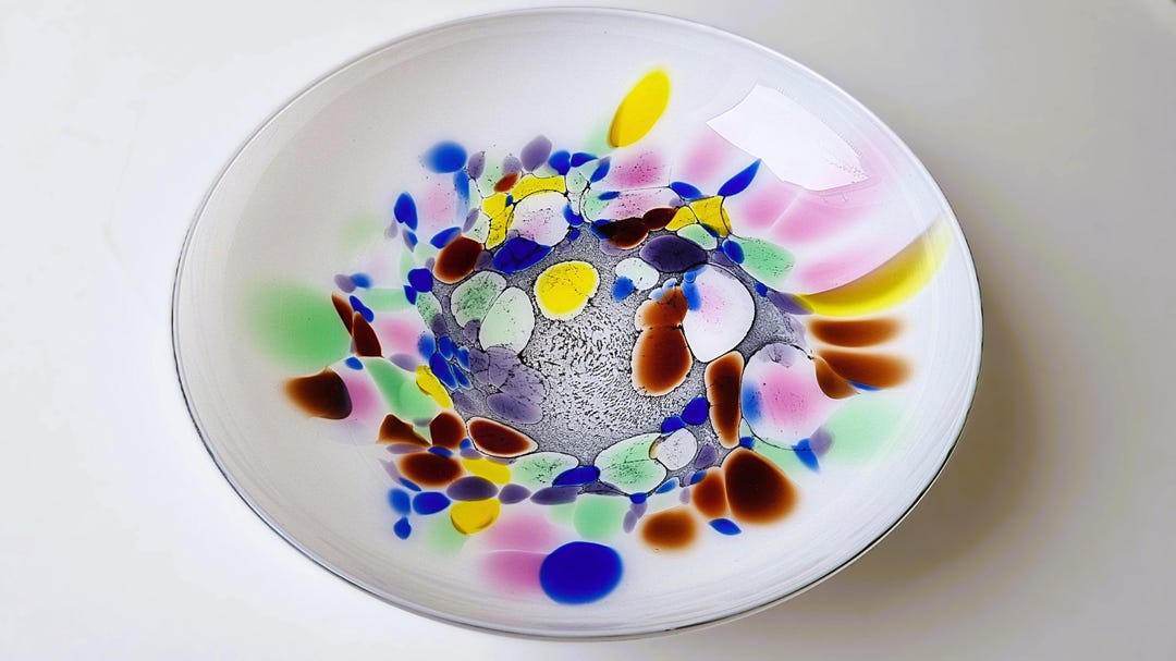 Vintage 1980s Glass Bowl Richartz Art Collection Overlaid Glass Opal ...