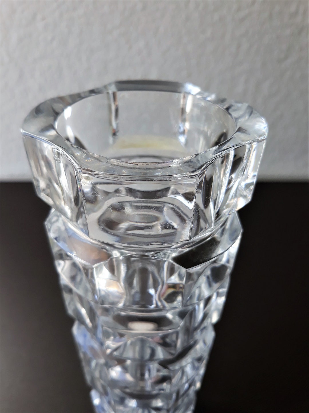 70s Mid Century Luminarc Vase Geometric Clear Glass Tapered France70s ...