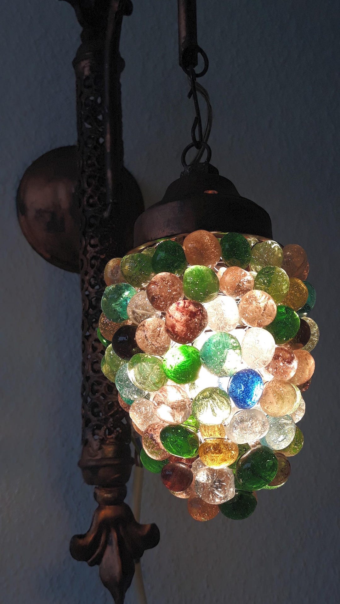 70s Grape Lamp Wall Lamp Glass Grapes Vintage Glass Beads Grape Lamp - Etsy