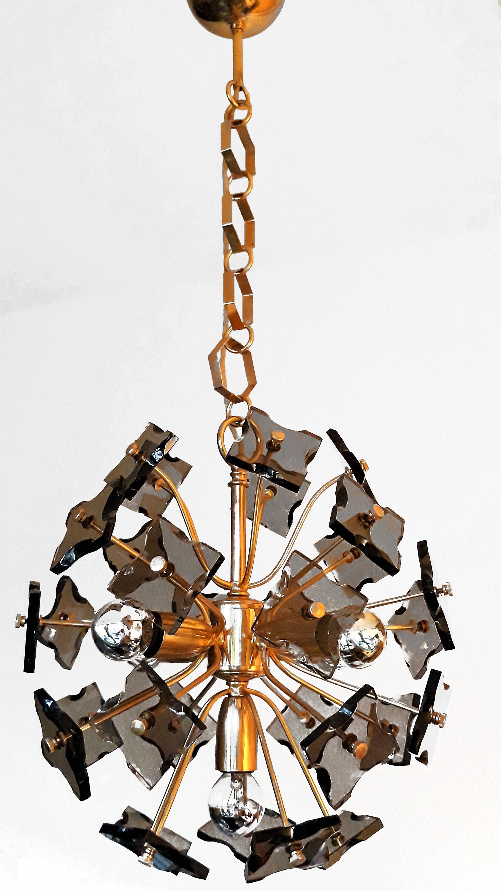 70s Italian Sputnik Pendant Lamp Cult Vintage Loft 5 Light Spots Lamp ...