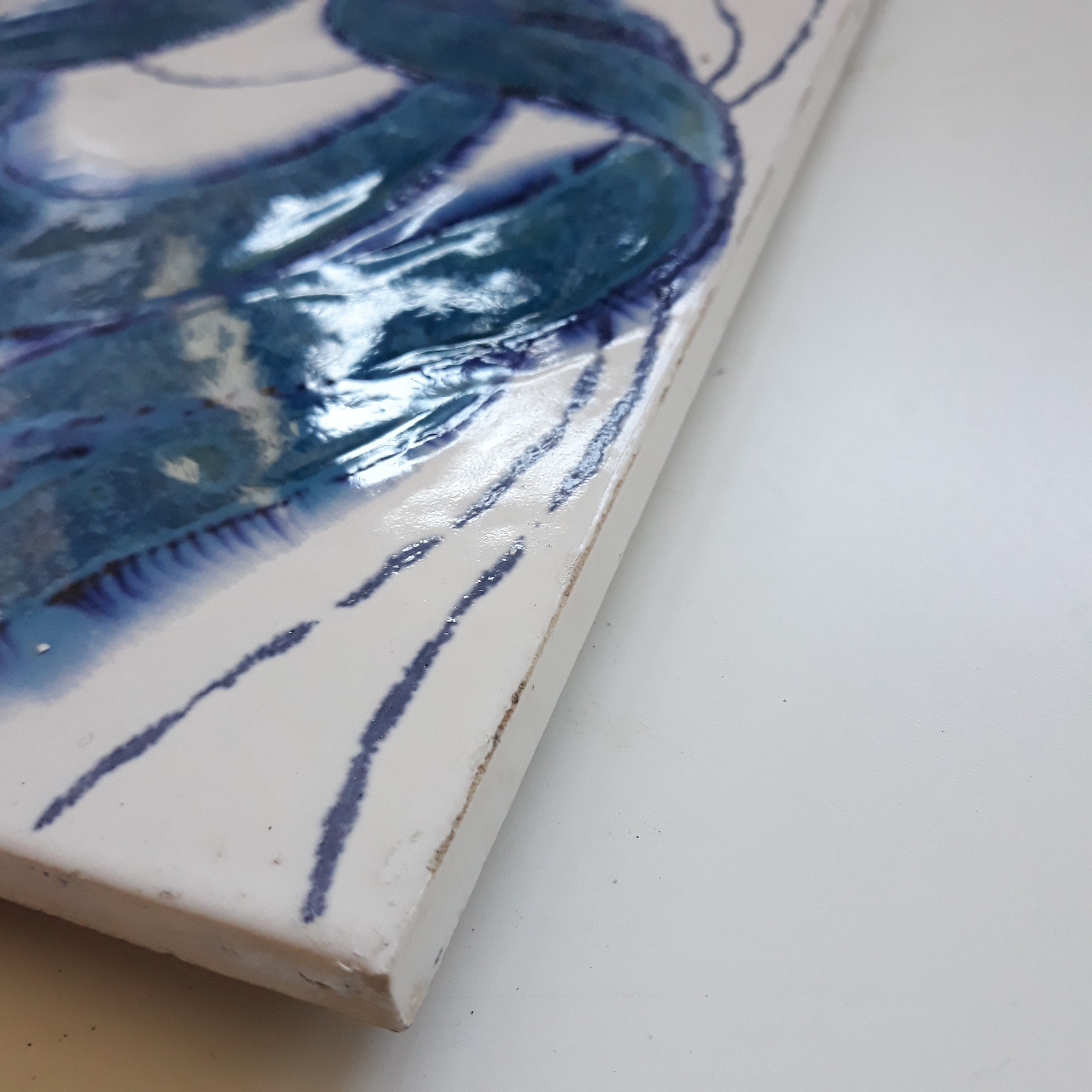 France Wall Tile Set of 4 art Nouveau Motif Blue - Etsy