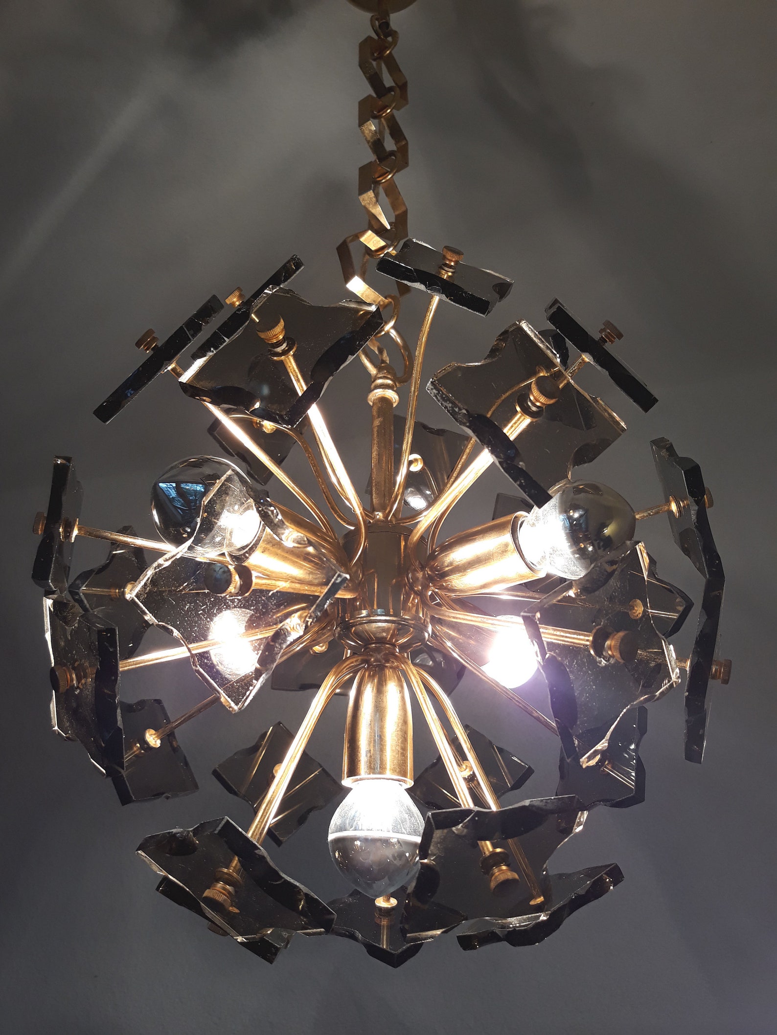 70s Italian Sputnik Pendant Lamp Cult Vintage Loft 5 Light Spots Lamp ...