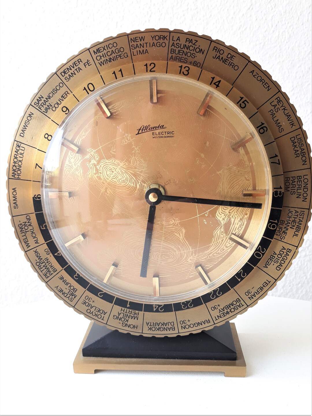 1950's Atlanta Electric Clock World Clock Table Clock - Etsy