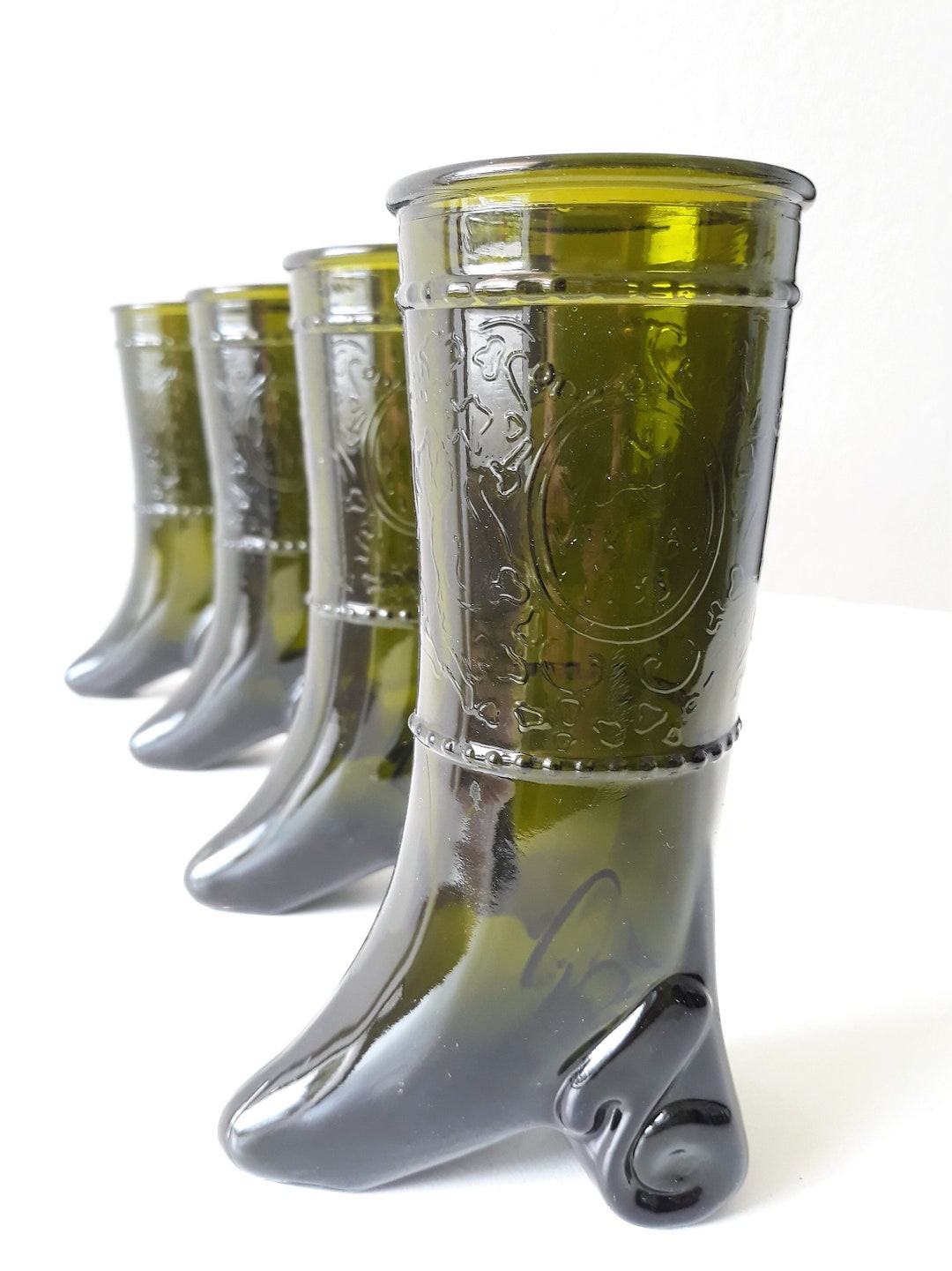 60s Vintage Wine Boots in Vino Veritas Wine Glass Glass Boots Women's ...