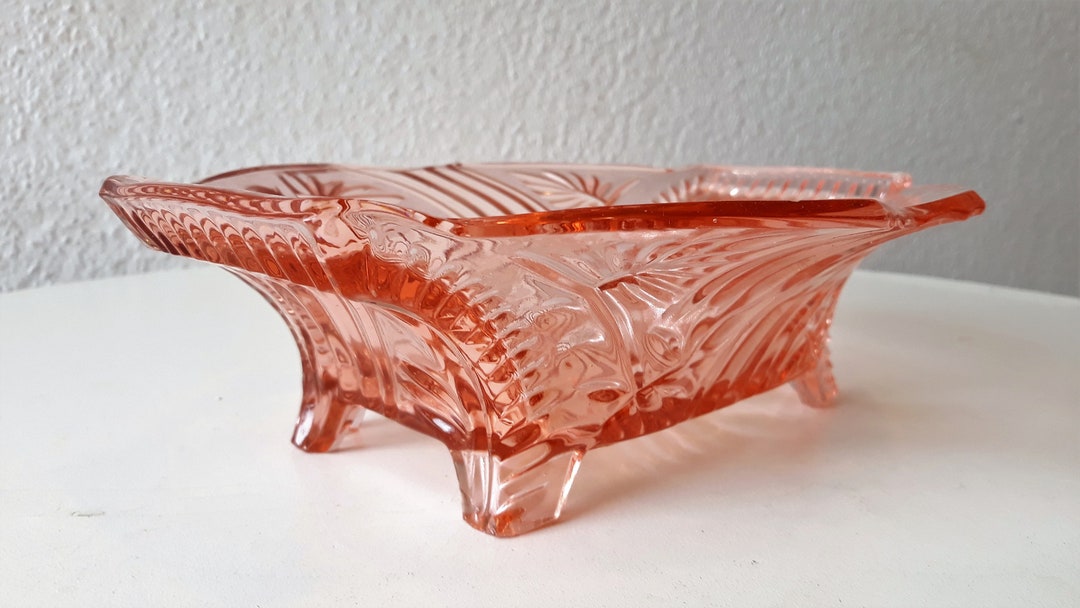 30s Pink Glass Fruit Bowl cherry Blossom Dessert Bowl Rosaline Vintage ...
