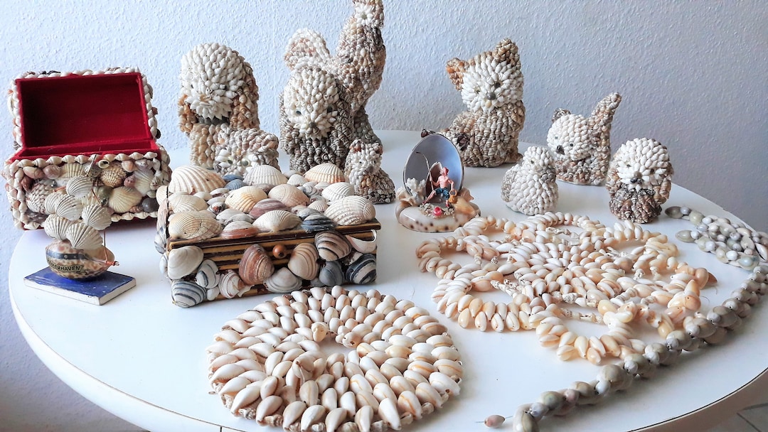 Shell Owl Animals Bundle Sculpture Art Shells Kitsch Decor Tiki-bar - Etsy