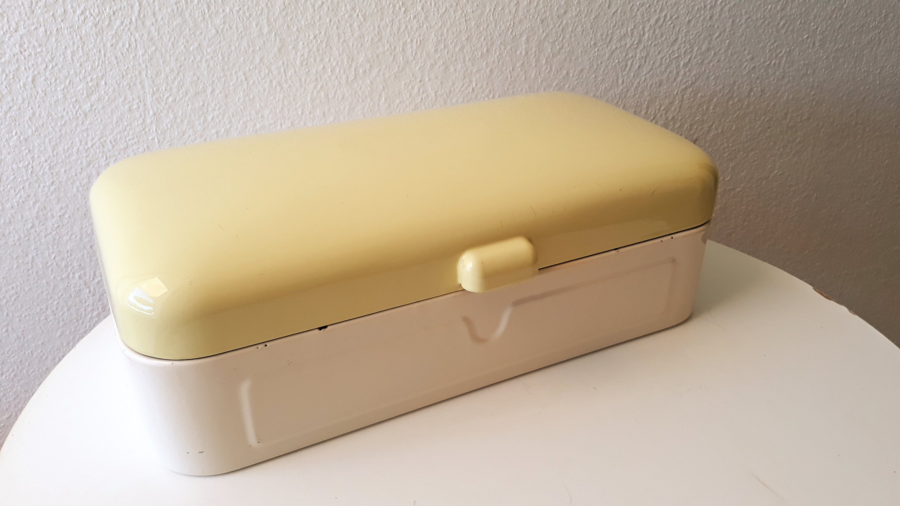 1950s Large Old Bread Box Storage Container Metal Enamel Bread Box ...