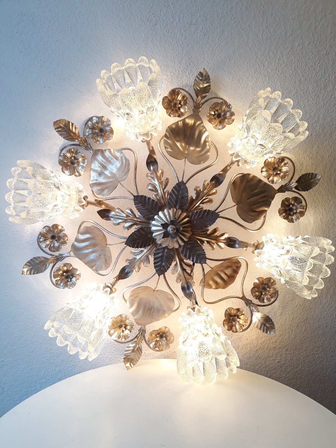 80s Lamp ART Italy Ceiling Lamp 6-light Glass++70 Cm Diameter - Etsy
