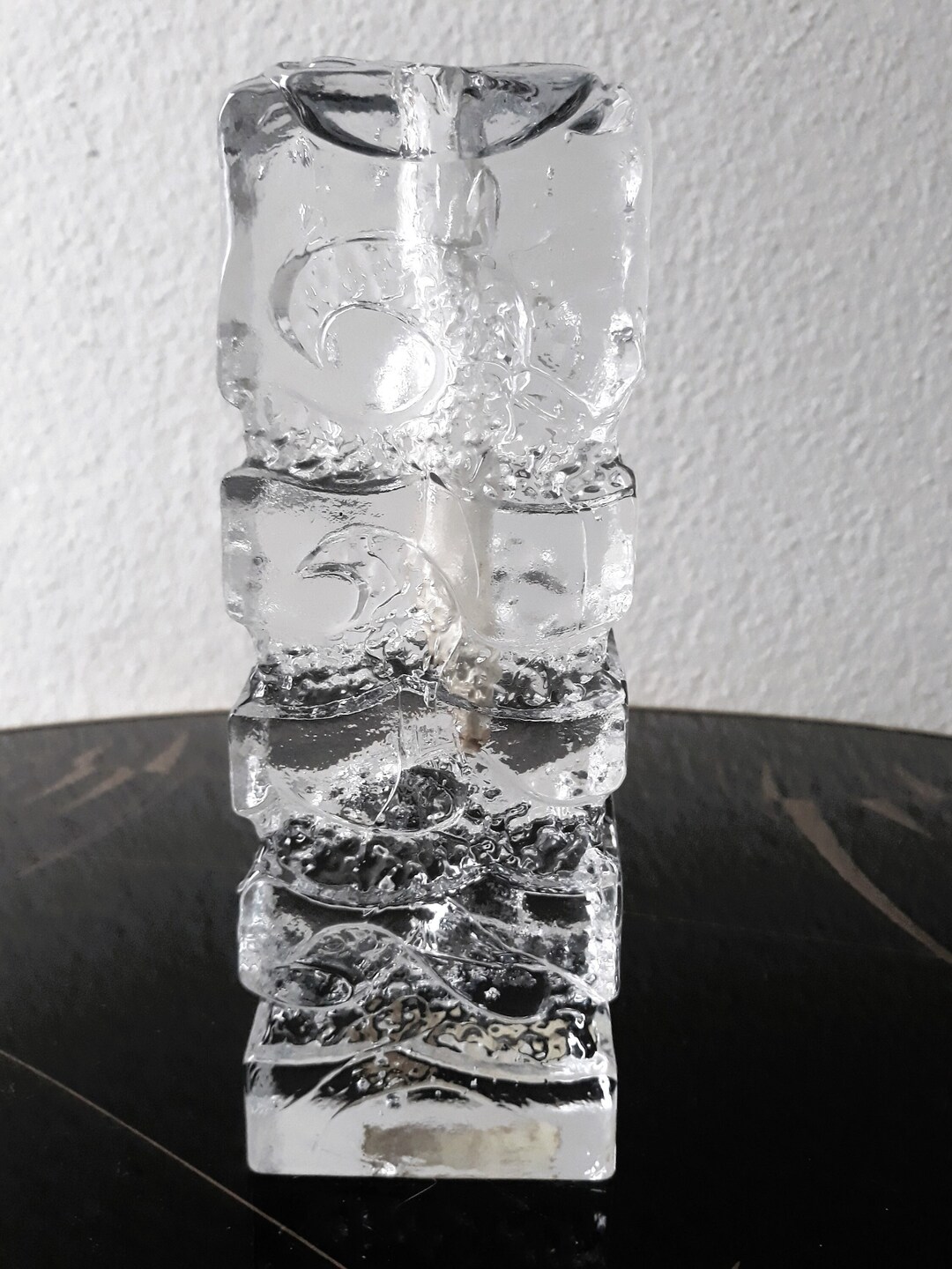 70s Solifleur Glass Block Vase Ice Glass Block Crystal Branch Vase ...