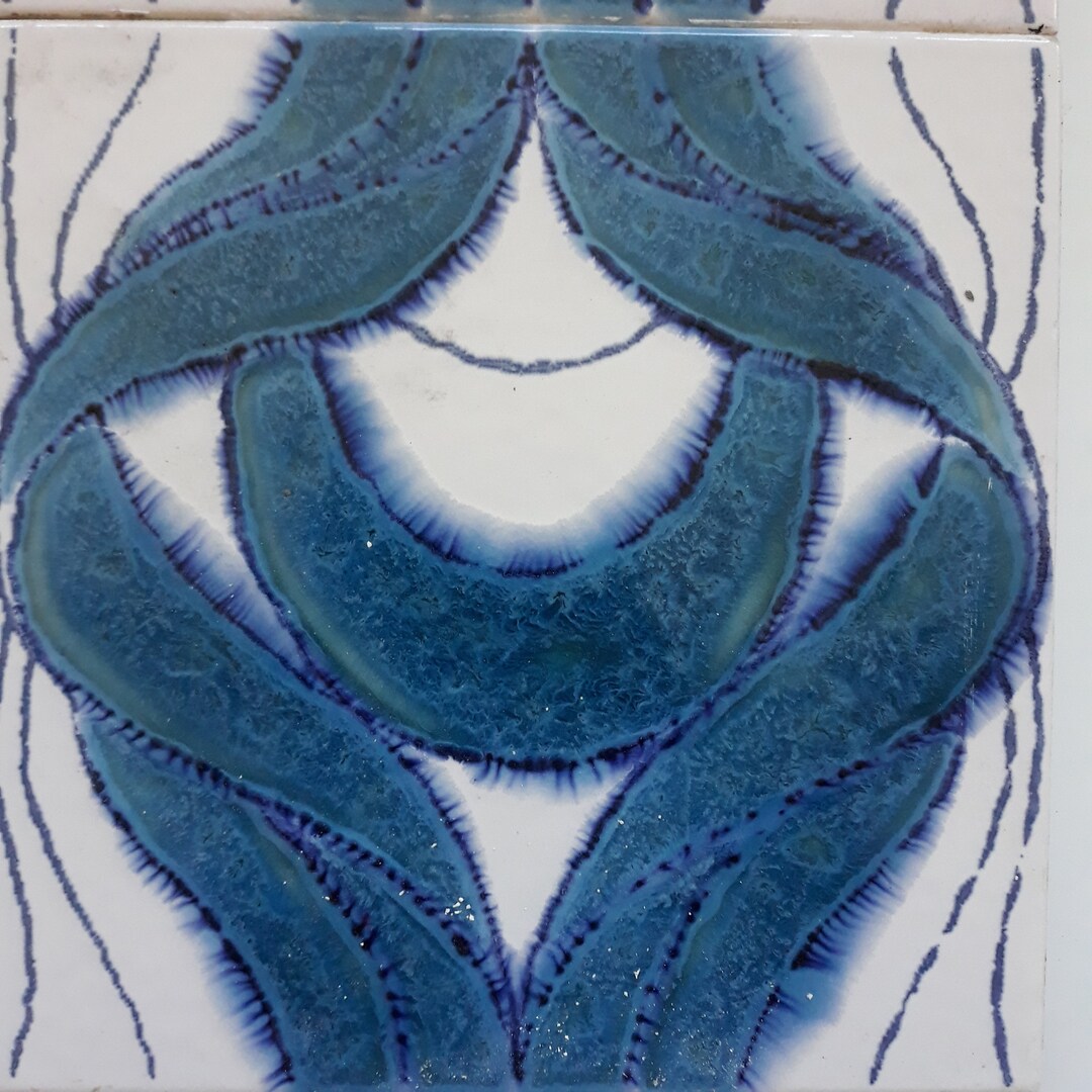 France Wall Tiles 0.8 M² "art Nouveau Motif" Blue Glazed Tile, 20 ...