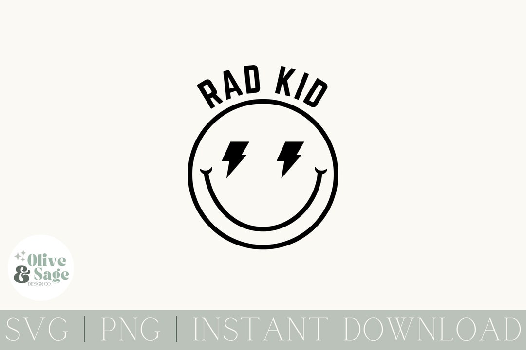 Rad Kid Smiley Face SVG PNG, Toddler Graphic Tee, Trendy Toddler Boy ...