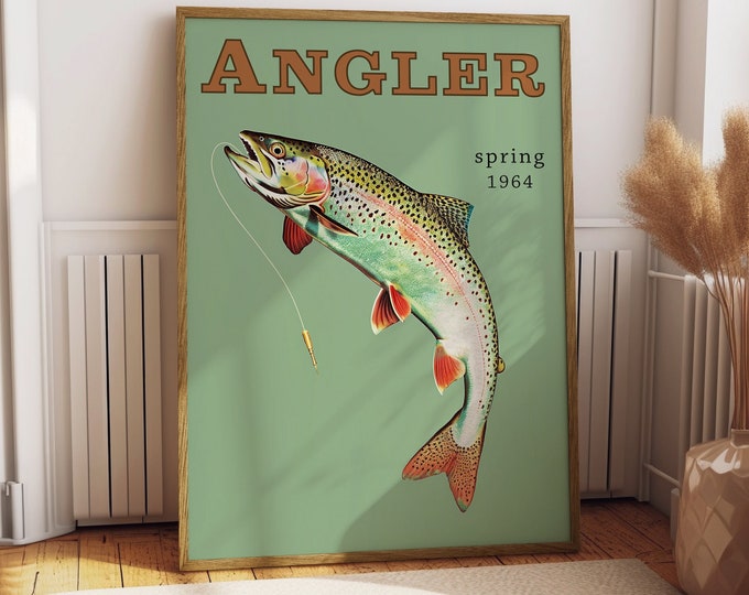 Fisherman Fishing Vintage Poster Art Retro Travel Poster Cabin Wall ...